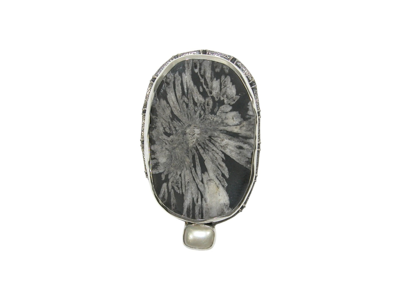 Chrysanthemum Stone with Mabe Pearl Sterling Silver Pin Pendant – Amy ...